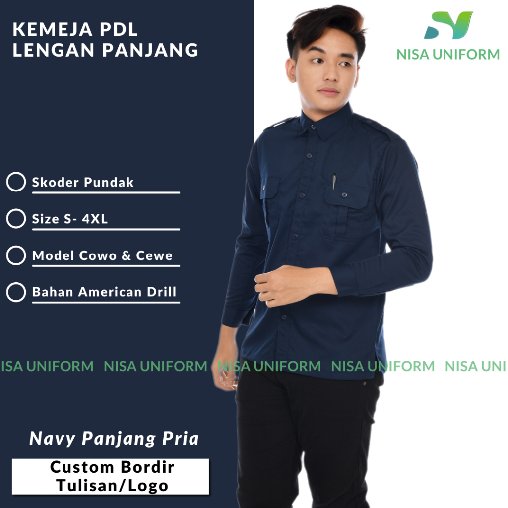 Jual Baju PDL custom bordir/Baju Dinas PDL Panjang/Seragam Kerja Kantor/Kemeja PDL Outdoor ...