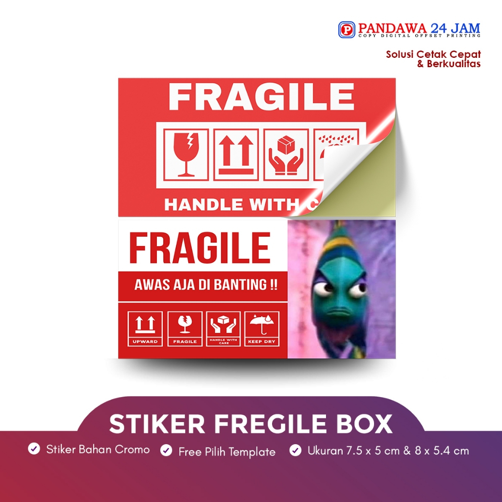 Jual Sticker Fragile || Sticker Label Pengiriman || Free Template ...