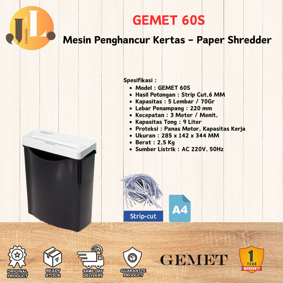 Jual GEMET 60S Mesin Penghancur Kertas | Paper Shredder GEMET 60 S ...