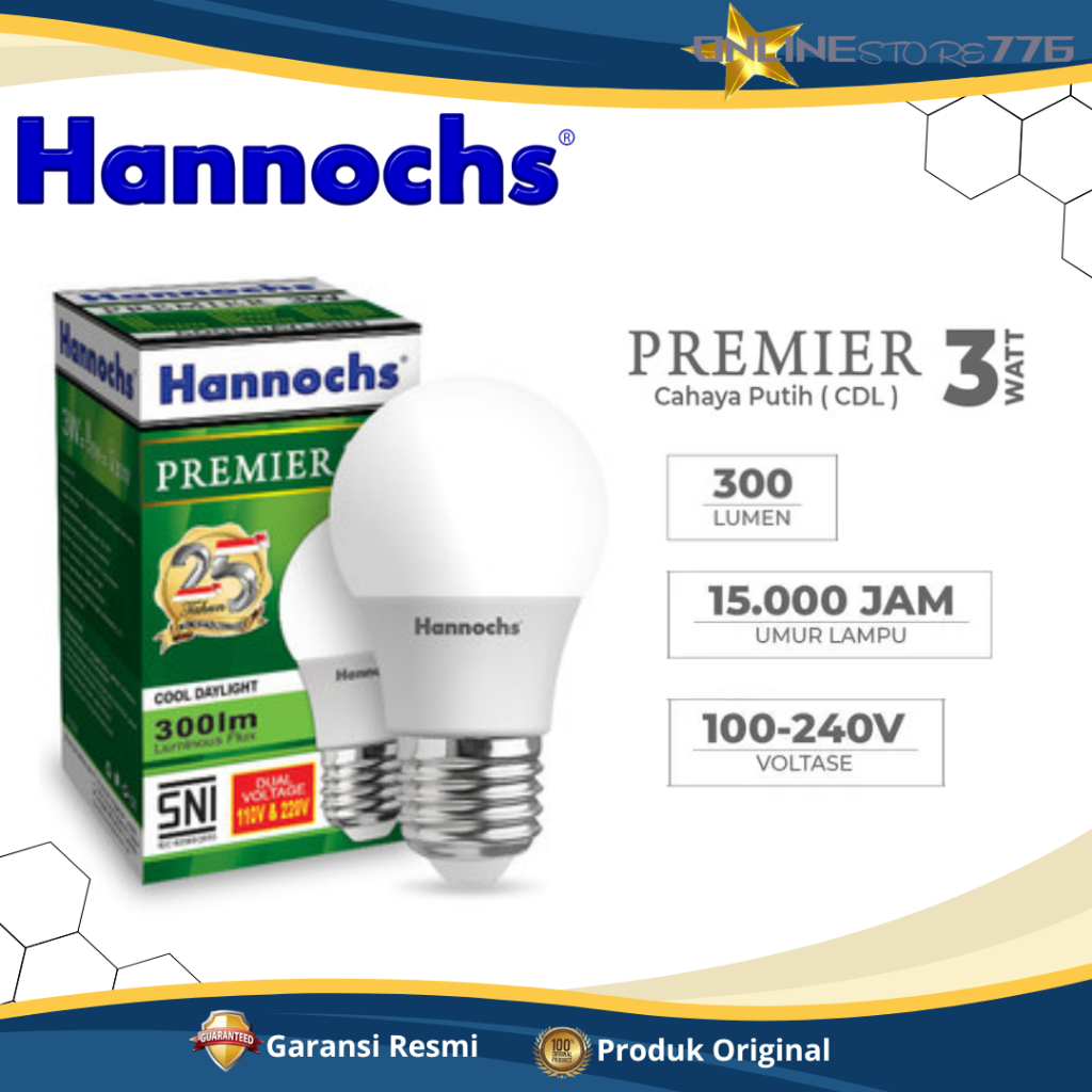 Jual Hannochs Premier Lampu LED 3W Cahaya Putih Terang Garansi 1Tahun ...