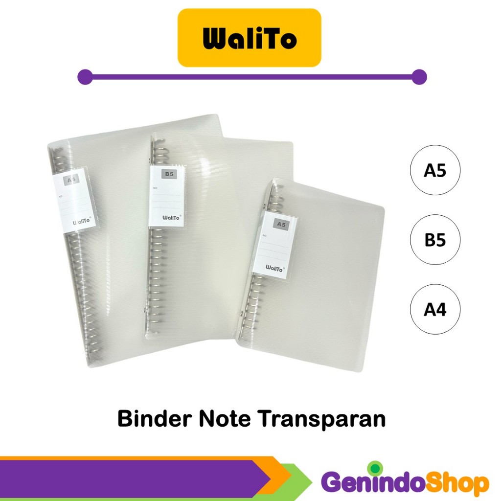 Jual Binder Note Transparan A5/B5/A4 Walito | Shopee Indonesia