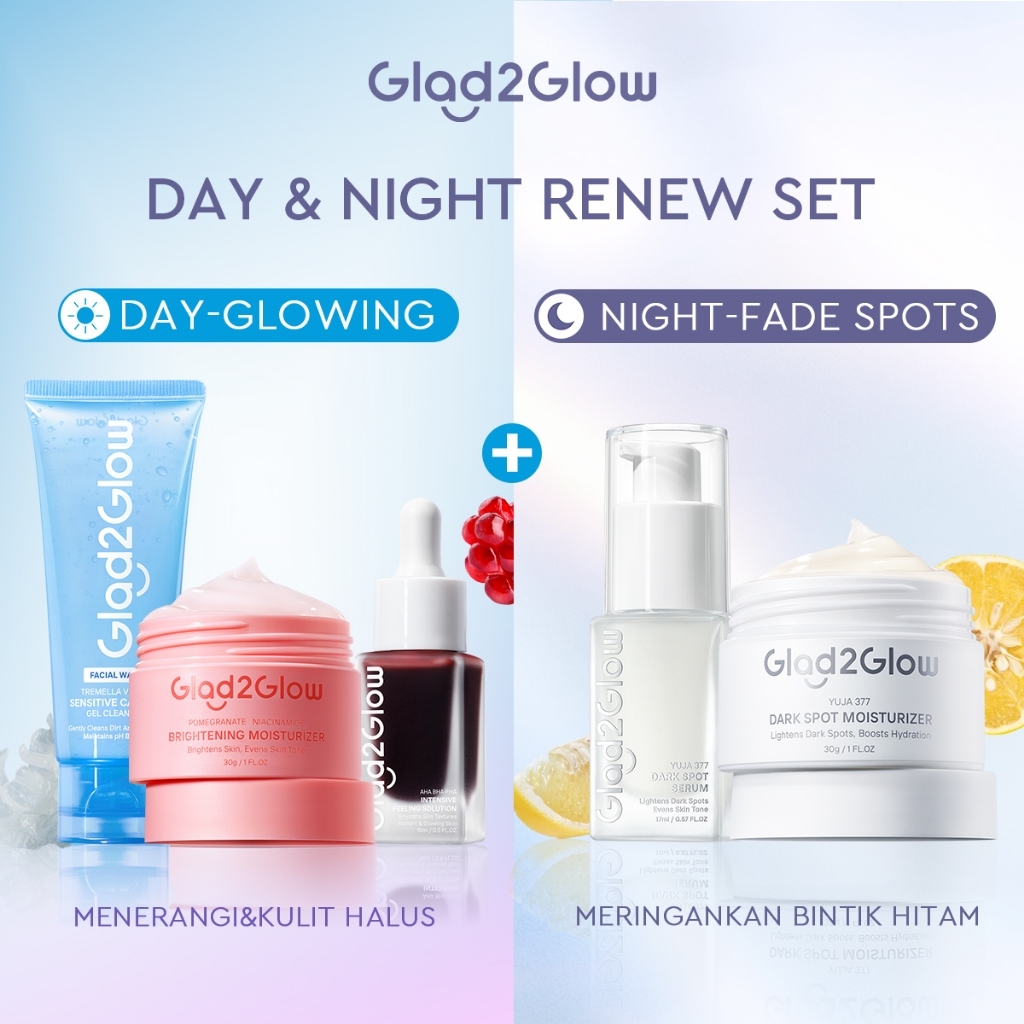 Jual [Ready Stock]DAY&NIGHT DARK SPOT SET - Glad2Glow DAY&NIGHT Bundle all in 1 - 2/3/4/5 PCS ...