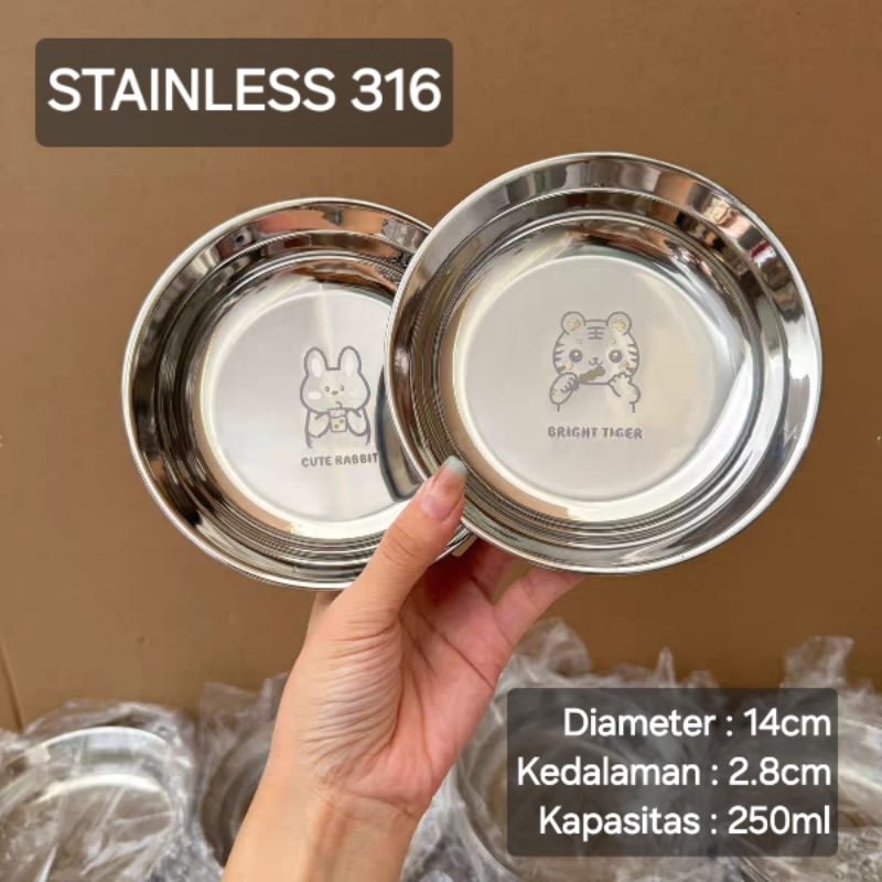 Jual Piring makan anak snack stainless steel SUS 316 gambar hewan ...