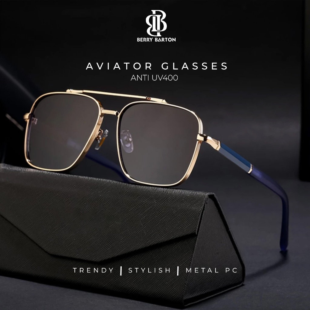 Jual Berrybarton Kacamata Hitam Model Aviator Pria Wanita Metal PC Anti UV 400 WF-5G53 | Shopee ...