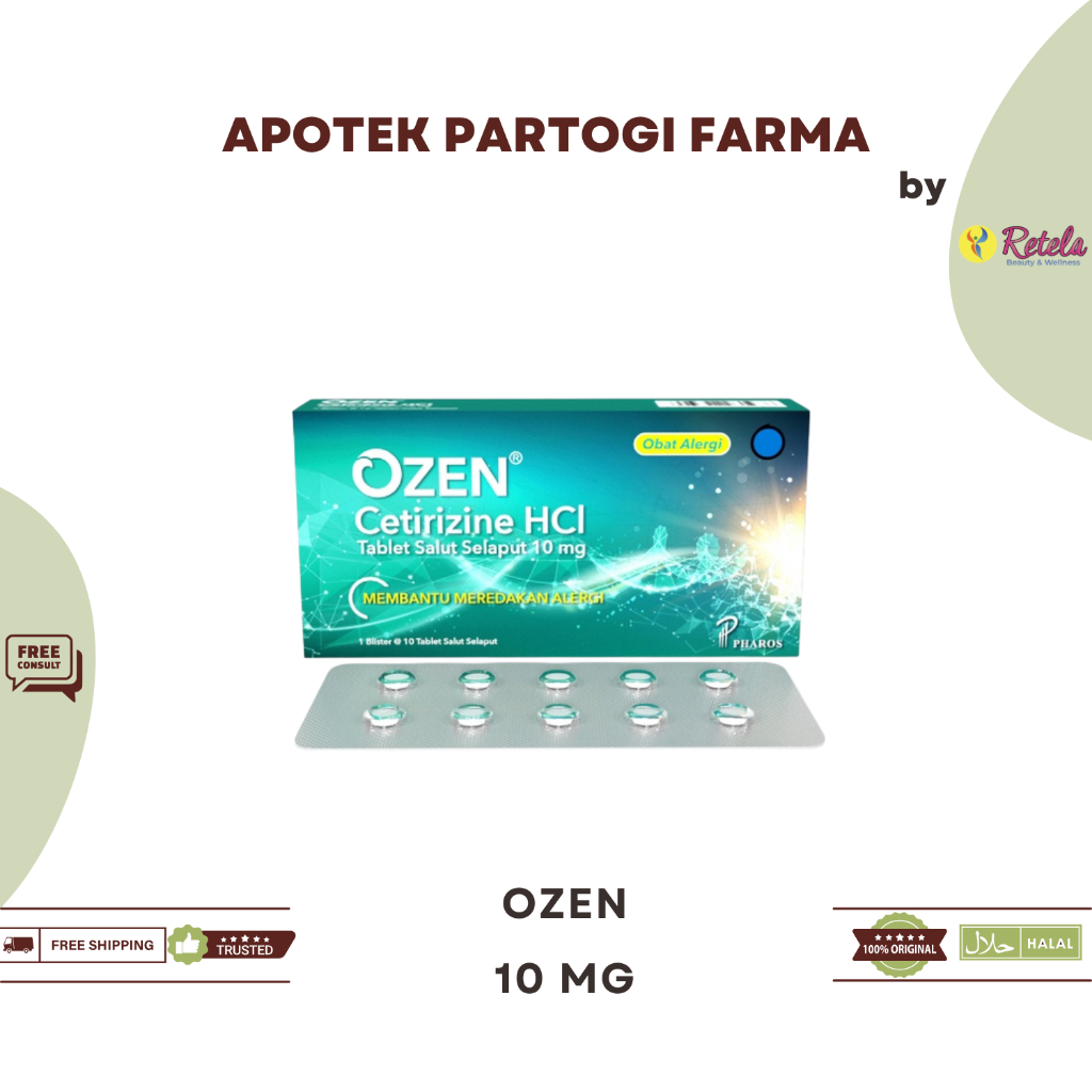 Jual OZEN 10 MG BLISTER 10 TABLET / CETIRIZINE / ANTI HISTAMINE / ANTI ...
