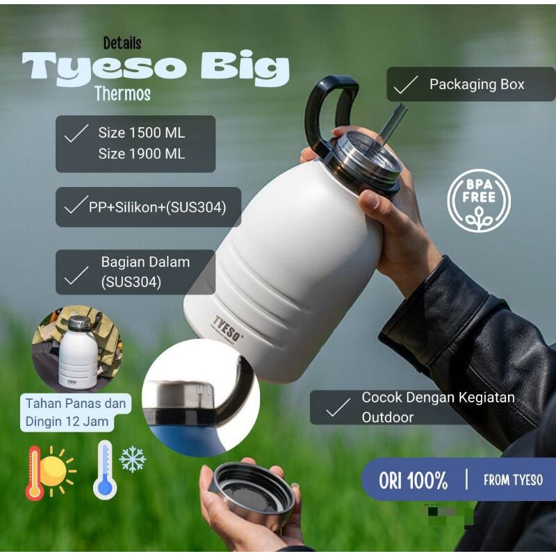 Jual TYESO BIG THERMOS BIG TUMBLER TUMBLR BOTOL MINUM KAPASITAS JUMBO ...