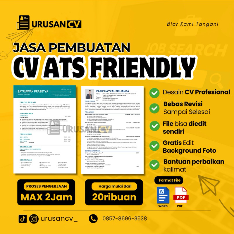 Jual JASA PEMBUATAN CV ATS FRIENDLY | CV ATS FRIENDLY | DESAIN CV | LAMARAN KERJA | Shopee Indonesia