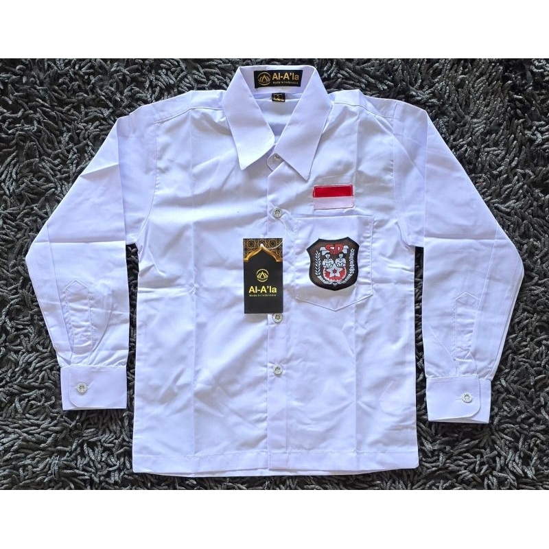 Jual BAJU SEKOLAH PUTIH TOTORON TANGAN PANJANG LAMBANG SD SMP & SMA ...