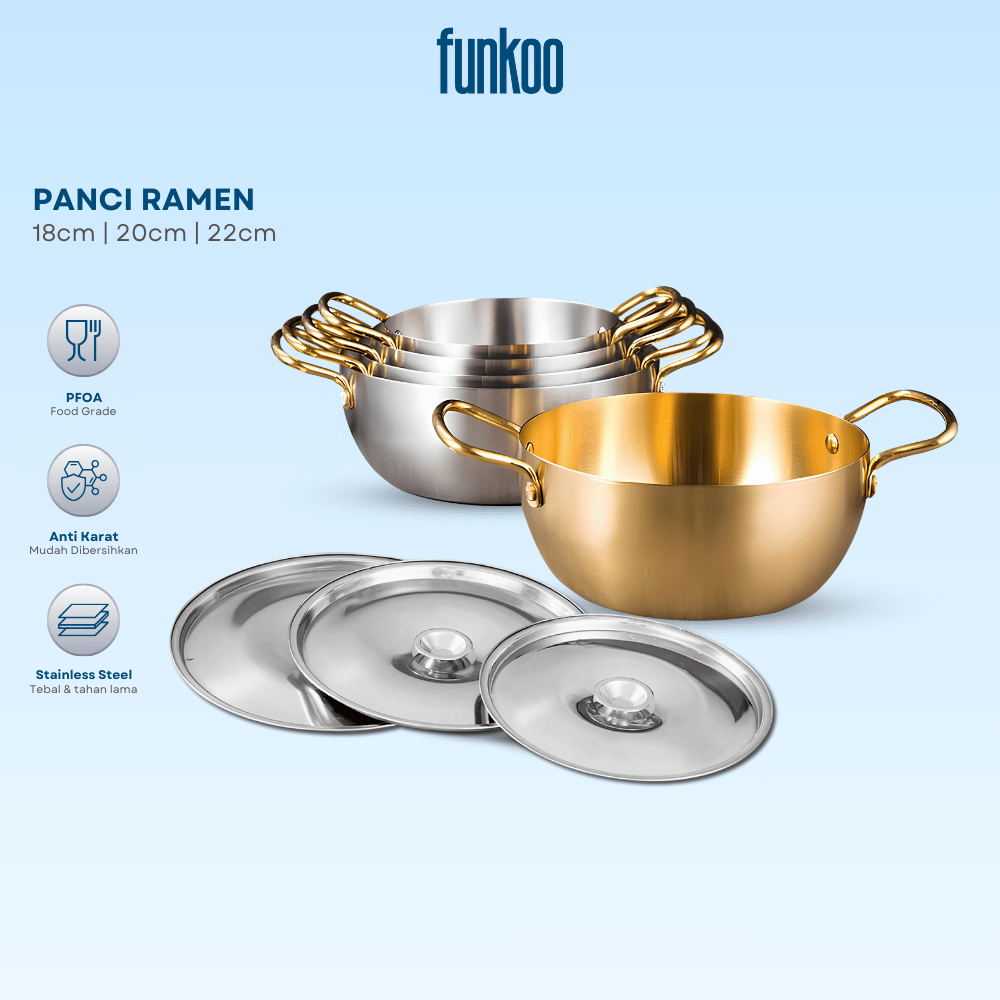 Jual Funkoo Panci Mie Multifungsi + Tutup Panci Ramen Korean Stainless ...