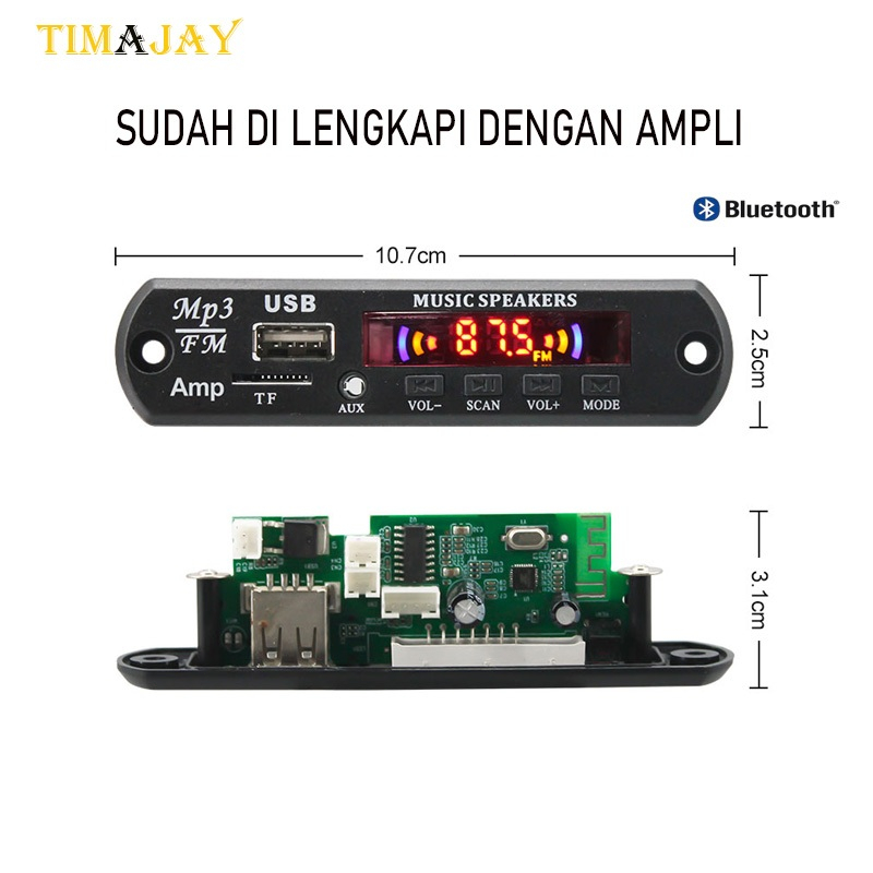Jual Modul Mp3 Bluetooth 12v sudah dilengkapi Amplifire siap pakai VIRE ...