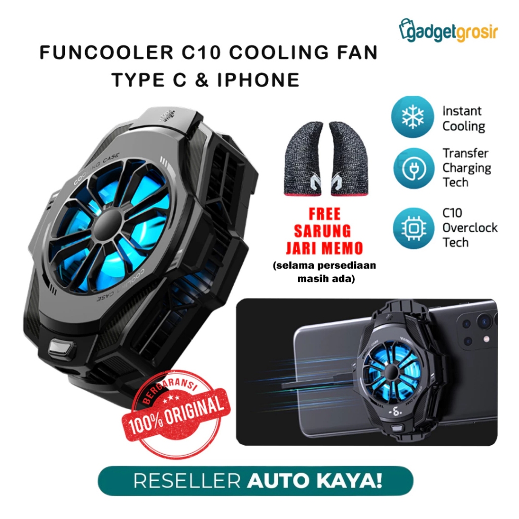 Jual Funcooler C10 Cooling Fan Type C / Lightning iPhone Pendingin HP ...