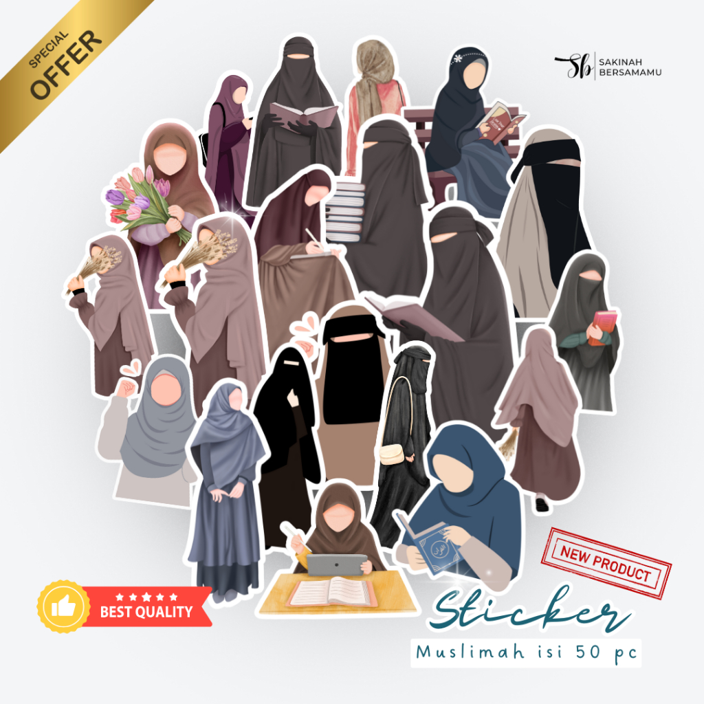Jual STIKER Karakter Muslimah isi Random stiker lucu hiasan buku ...