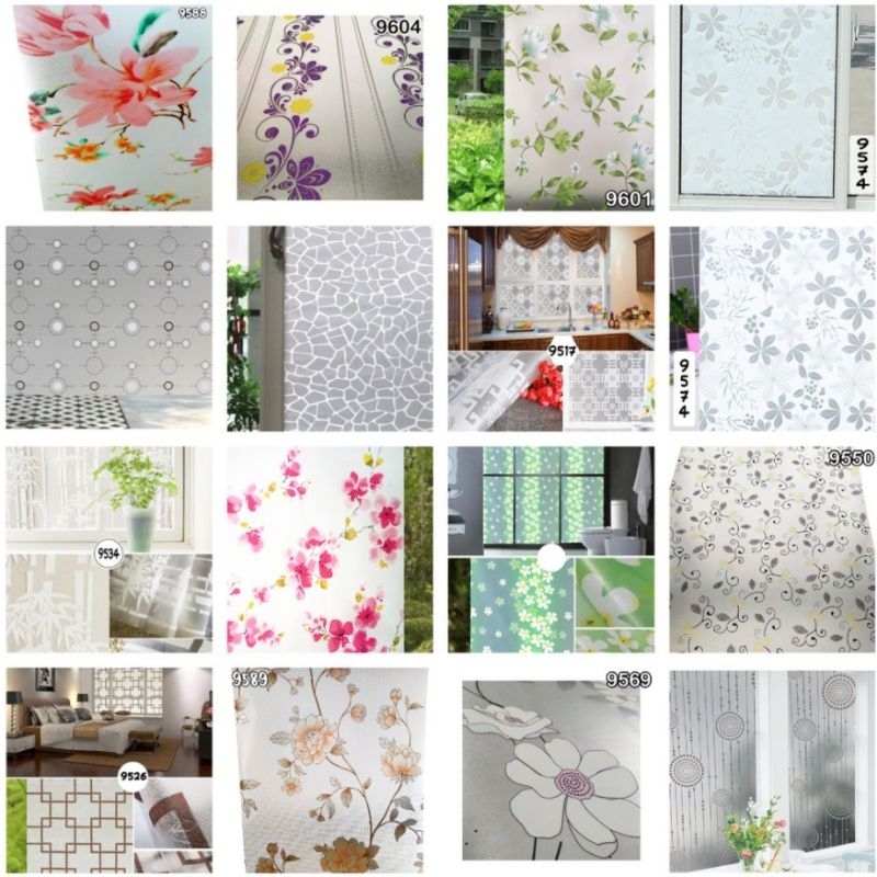 Jual sticker sandblast kaca pintu jendela privasi motif bunga estetik ...