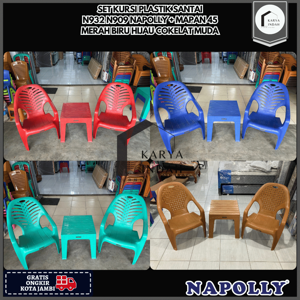 Jual SET Kursi Plastik NAPOLLY N 932 / 909 + Meja Plastik NAPOLLY MAPAN ...