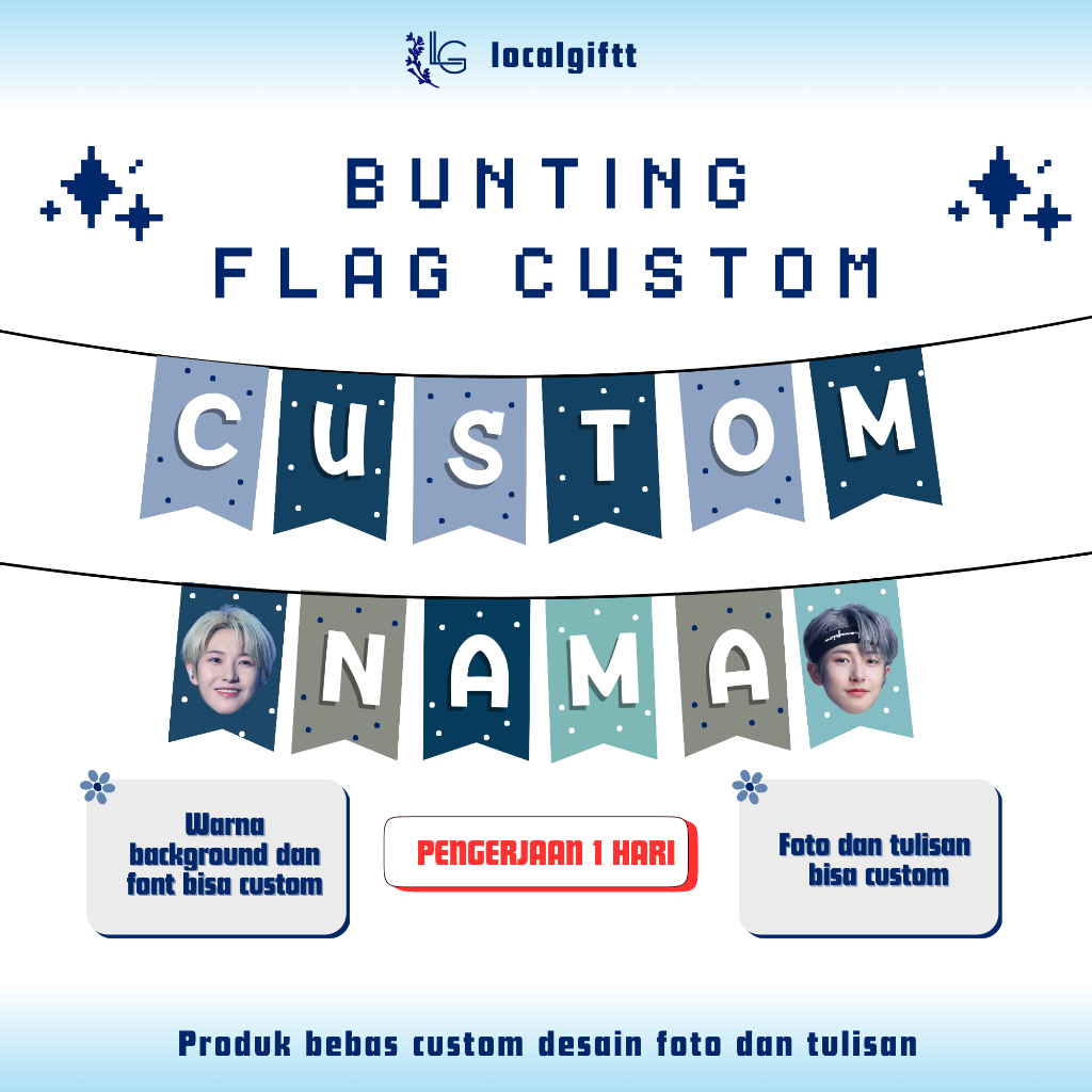 Jual Bunting Flag Custom | Bisa custom foto dan tulisan | Hiasan nama ...
