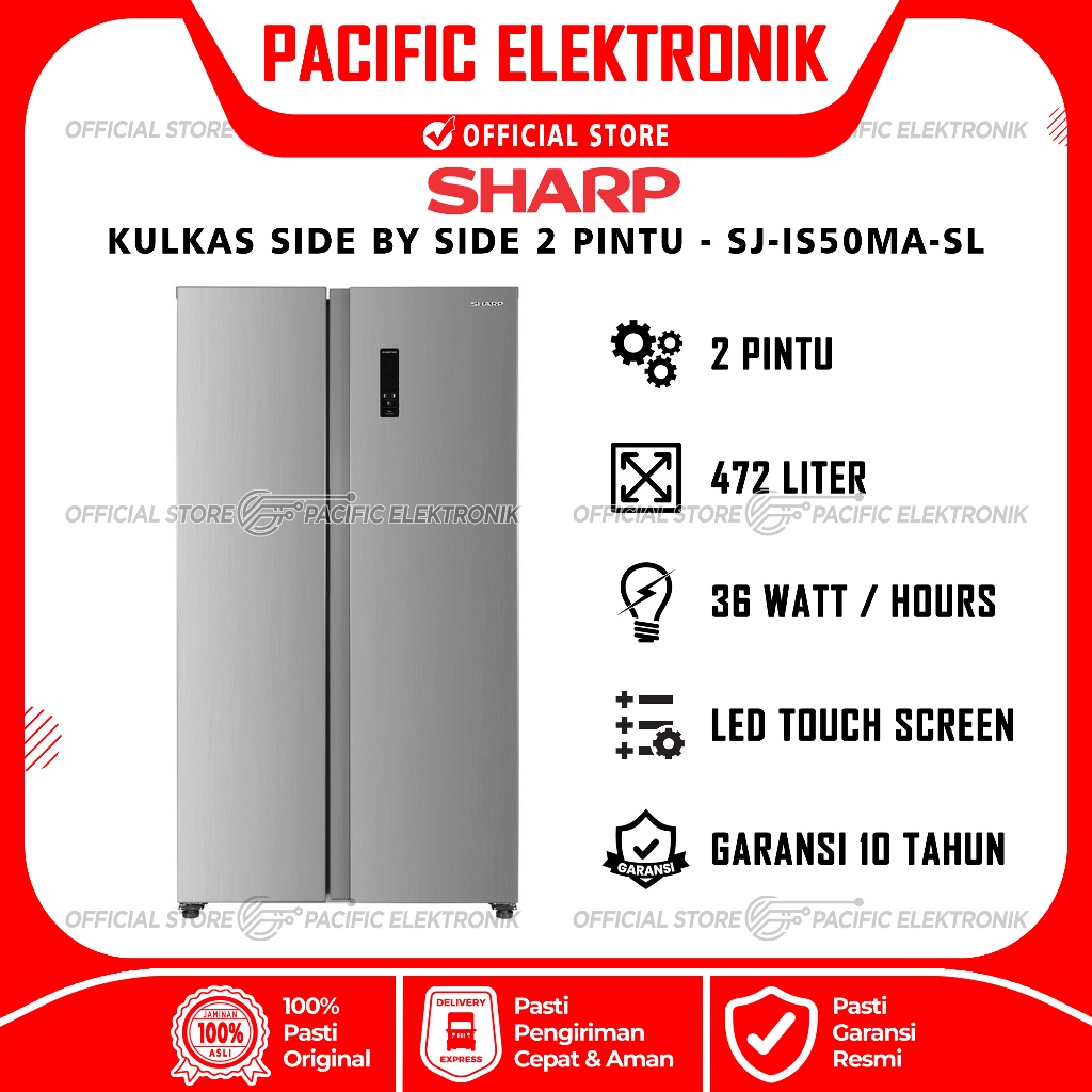 Jual Kulkas Side By Side Sharp 2 Pintu 472Liter SJ-IS50MA-SL / 50MA / 50MASL | Shopee Indonesia