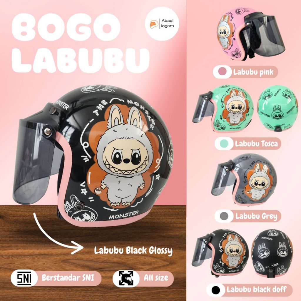 Jual HELM BOGO DEWASA HDS HELMET MURAH LABUBU MOTIF AESTHETIC PREMIUM ...