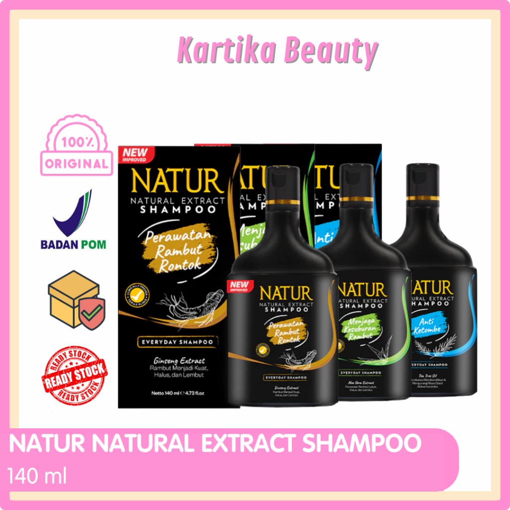 Jual Natur Hair Shampo Nautral Extract Botol 140 ml | Sampo Ginseng / Aloevera / Anti Ketombe ...
