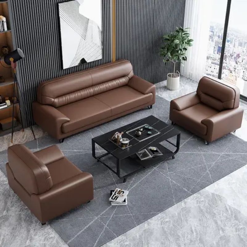 Jual sofa kulit minimalis warna coklat model 211 sofa eksklusif untuk ...