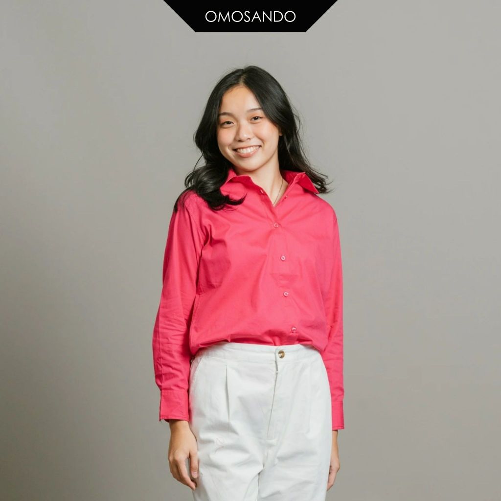 Jual Omosando Kemeja Kasual Kantoran Wanita Premium Bahan Katun Lengan ...
