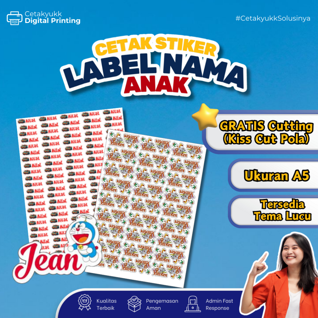 Jual cetak label nama anak lucu | cetak stiker label nama tahan air ...
