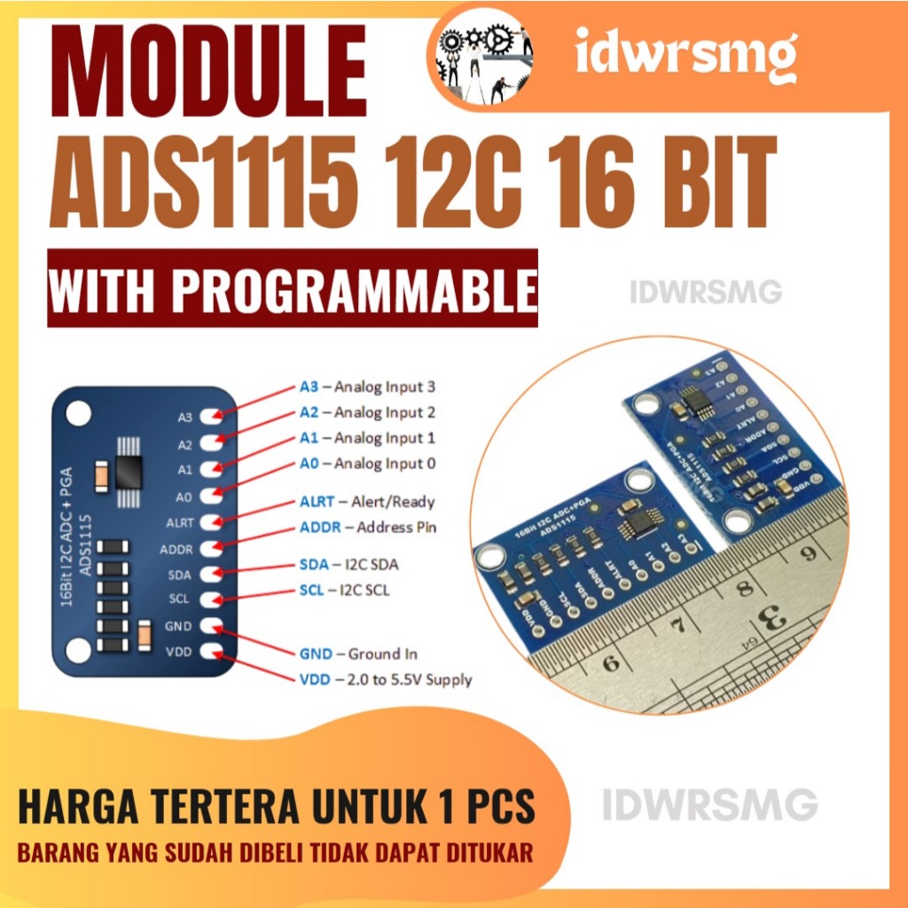 Jual ADS1115 I2C 16 Bit Module ADC 4 Channel For microcontrollers ADC 4Channel with Programmable ...