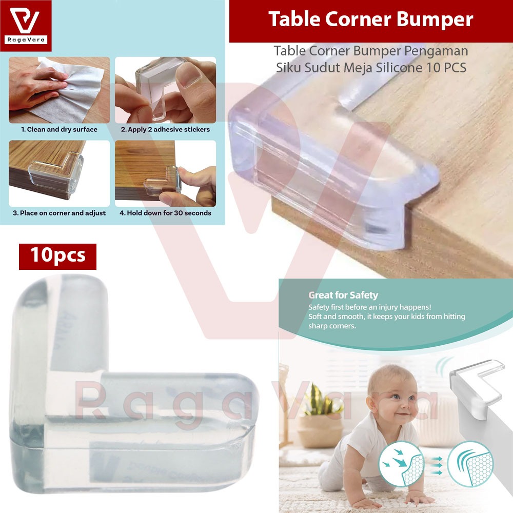 Jual Table Corner Bumper Pengaman Siku Sudut Meja Silicone 10 PCS ...