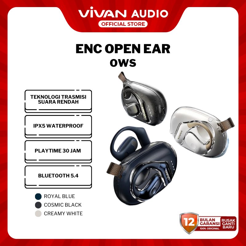 Jual VIVAN OWS Open Ear True Wireless Earbuds IPX5 Dual ENC Low Latency ...