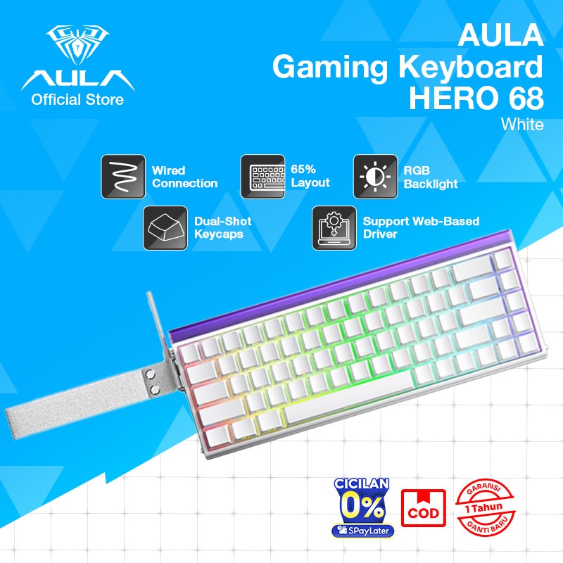 Jual AULA Keyboard Magnetik HERO 68 HE White 8000Hz polling 65 layout ...