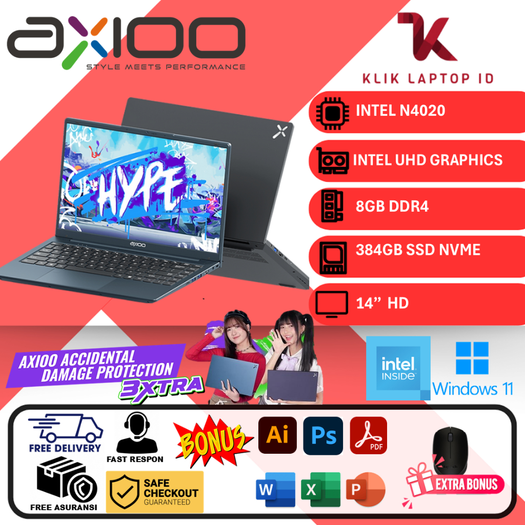 Jual Laptop Terbaru AXIOO Mybook 14F Intel N4020 8GB 512GB SSD 13 INCH IPS 2K WIN10 PRO Original ...