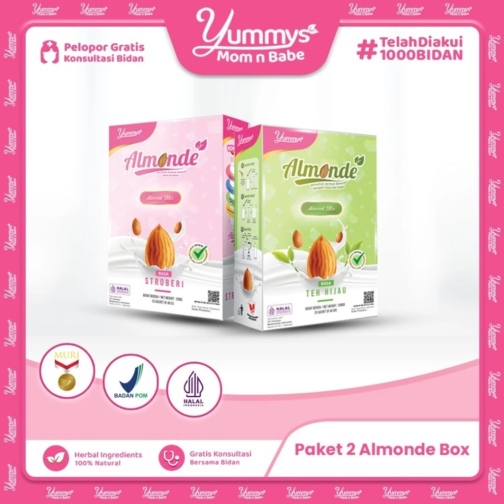 Jual YUMMYS ALMONDE [2Box] Susu Almond Kemasan BOX | Susu Milk ...
