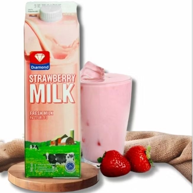 Jual Susu Segar rasa Strawberry Diamond / Diamond Strawberry Fresh Milk ...