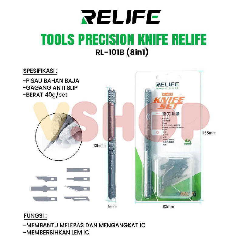 Jual PISAU IC SET - PRECISION KNIFE RELIFE RL-101B 8IN1 | Shopee Indonesia