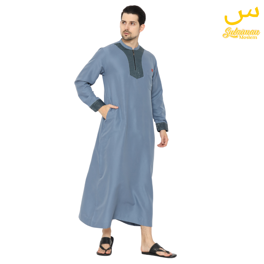 Jual Sulaiman Moslem - Jubah Pria Lengan Panjang Adam - Abu | Shopee ...