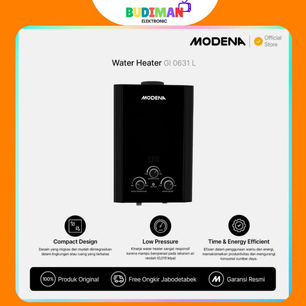Jual WATER HEATER MODENA GAS / PEMANAS AIR MODENA GI 0631 L | Shopee ...