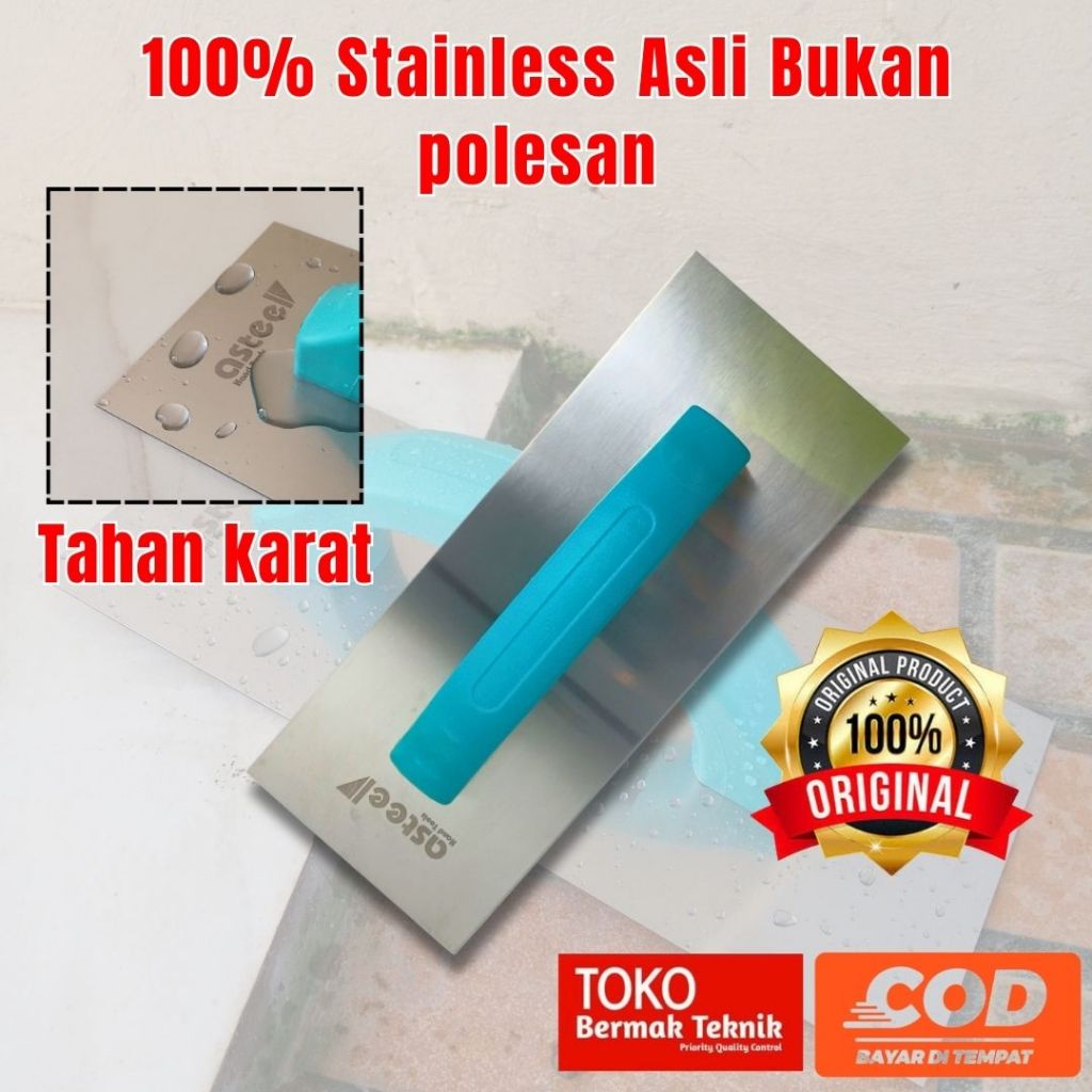 Jual Raskam Flat Stainless Steel Alat Meratakan adonan Acian Semen ...