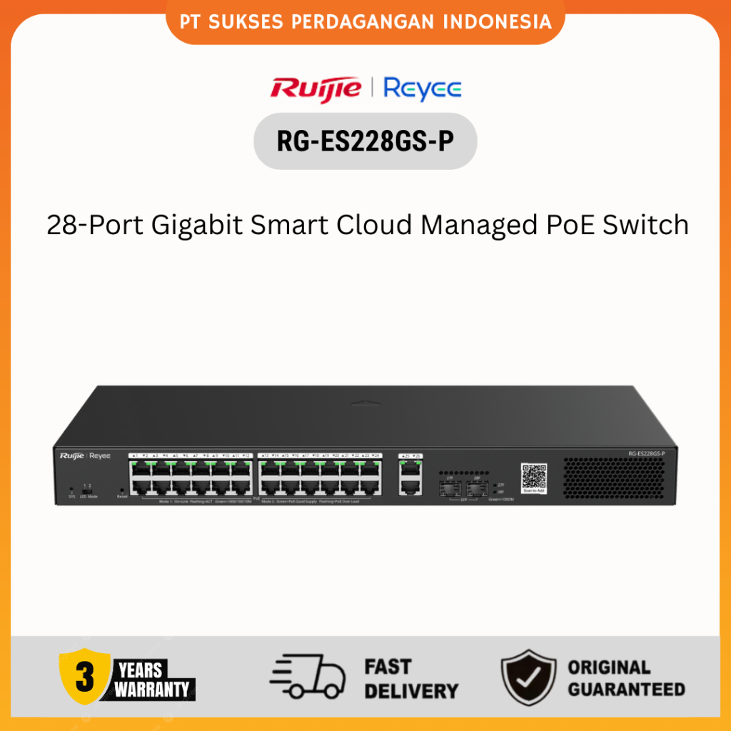 Jual Ruijie Reyee RG-ES228GS-P 28-Port Gigabit Smart Cloud Managed PoE ...