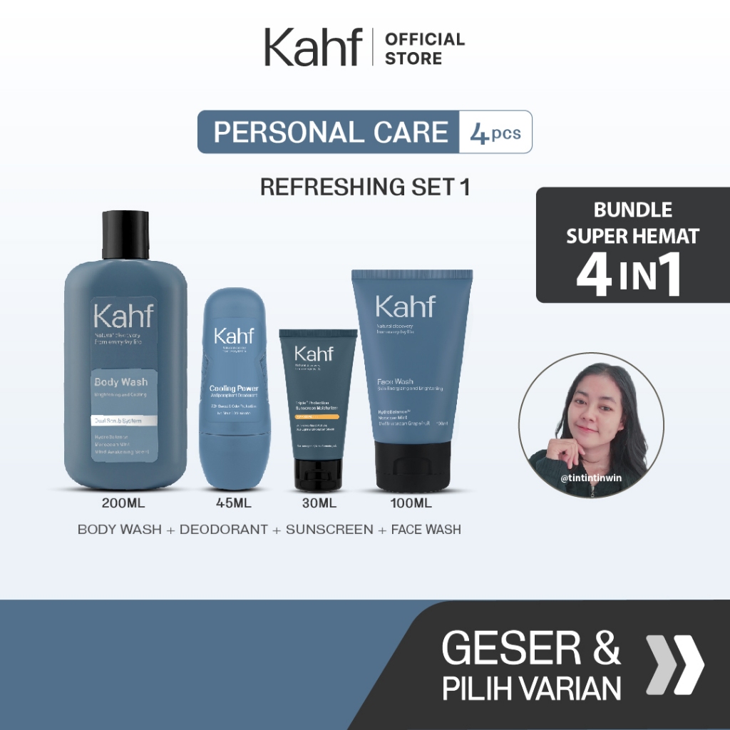 Jual [TINTINTINWIN'S PICKS] Kahf Personal Care isi 4 - Face Wash, Body Wash, Sunscreen ...