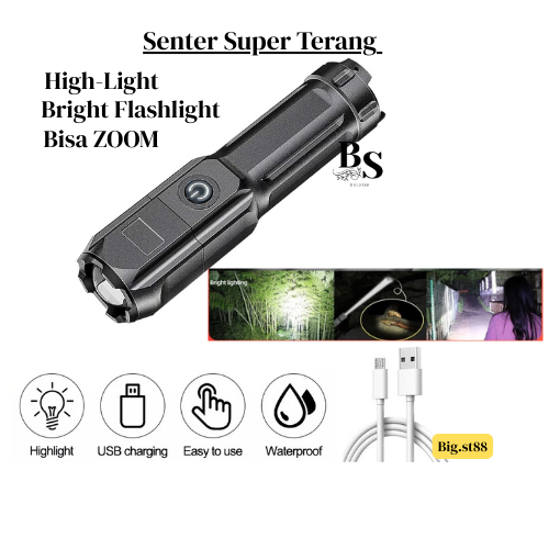 Jual 【BIG.ST88】SENTER SWAT LED 36W / FLASH LIGHT PORTABLE RECHARGEABLE ZOOM SUPER TERANG ...