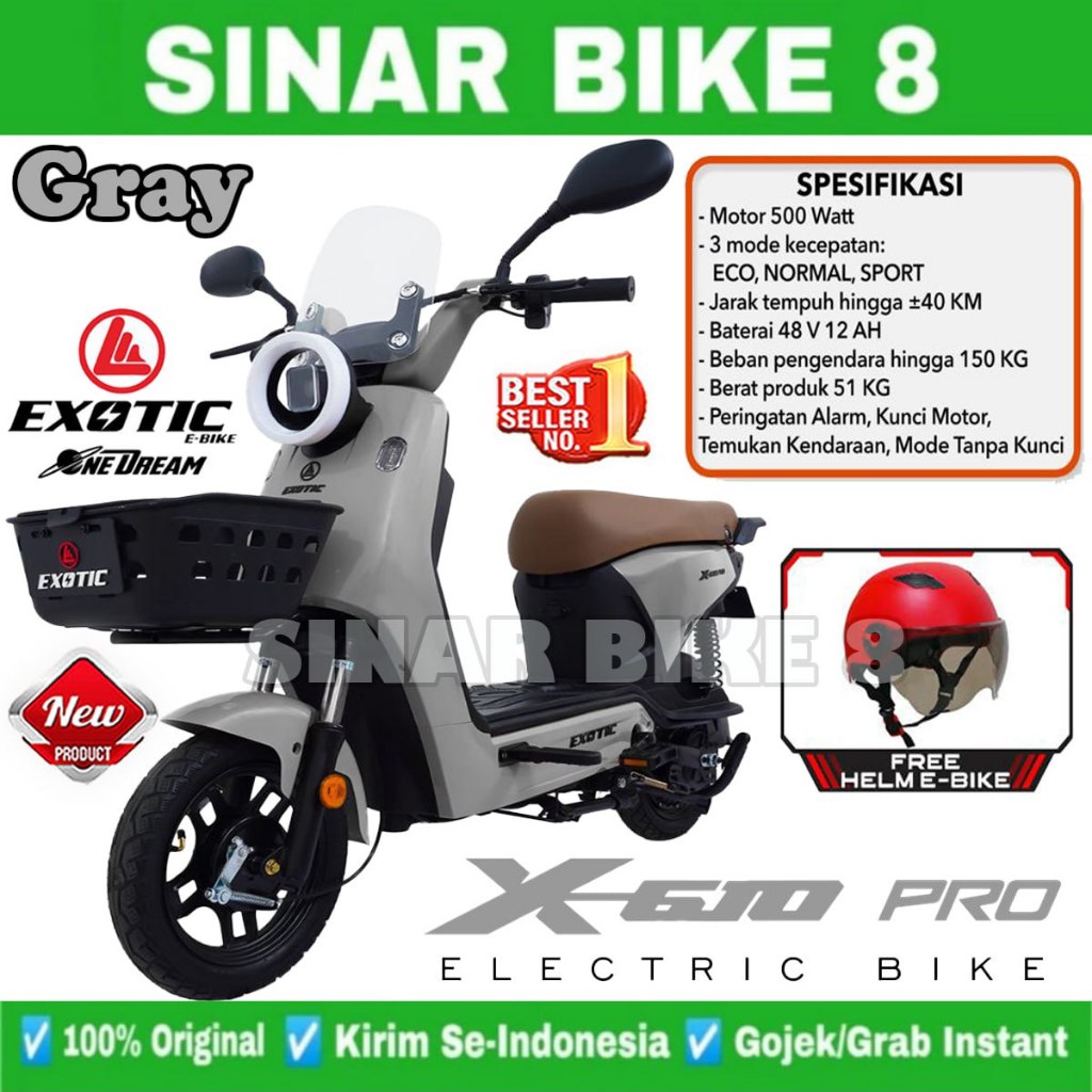 Jual Sepeda Listrik EXOTIC X610 PRO 500 Watt Electric E Bike 48V/12 Ah ...