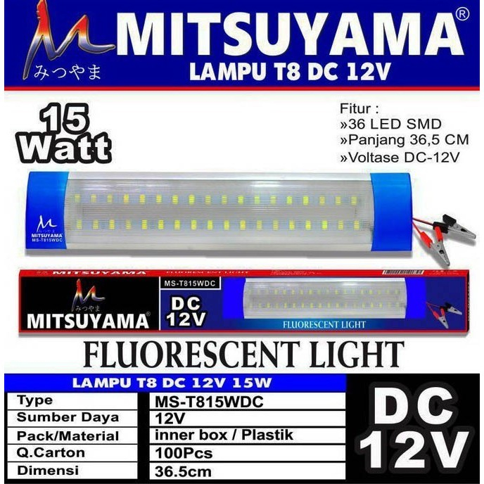 Jual Lampu Neon LED / Lampu Jepit Aki T8 DC 12V 15-30 Watt Mitsuyama | Shopee Indonesia