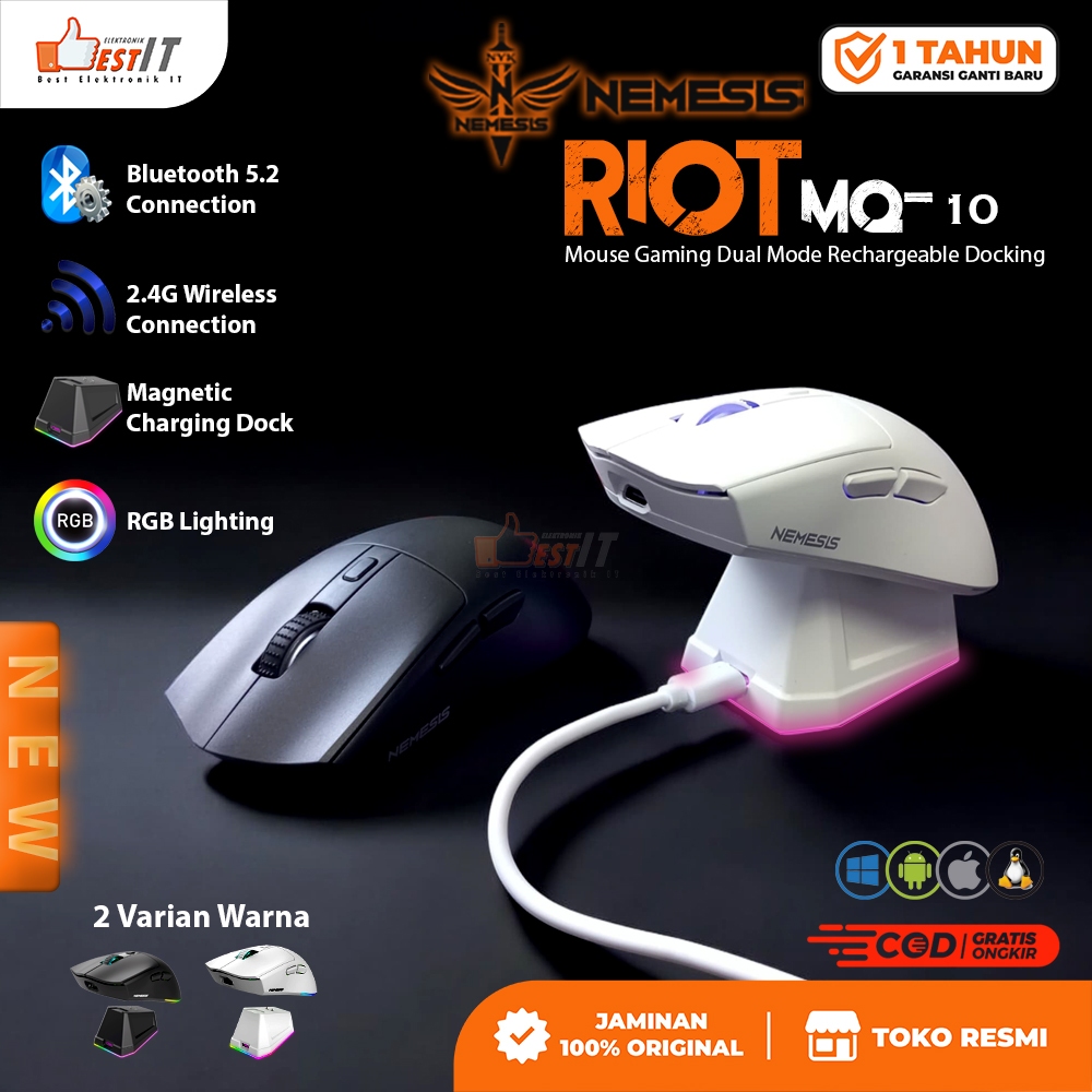 Jual NYK NEMESIS RIOT MQ10 DUAL-MODE With Charging Dock Wireless Mouse ...