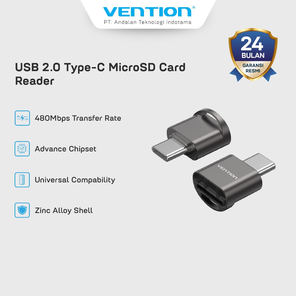 Jual Vention Card Reader USB 2.0 Type C MicroSD Zinc Alloy Type - CLM ...