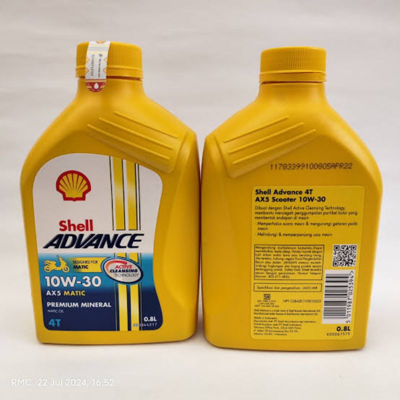 Jual OLI MESIN SEPEDA MOTOR MATIC SHELL ADVANCE AX5 10W/30 800ML ORIGINAL | Shopee Indonesia