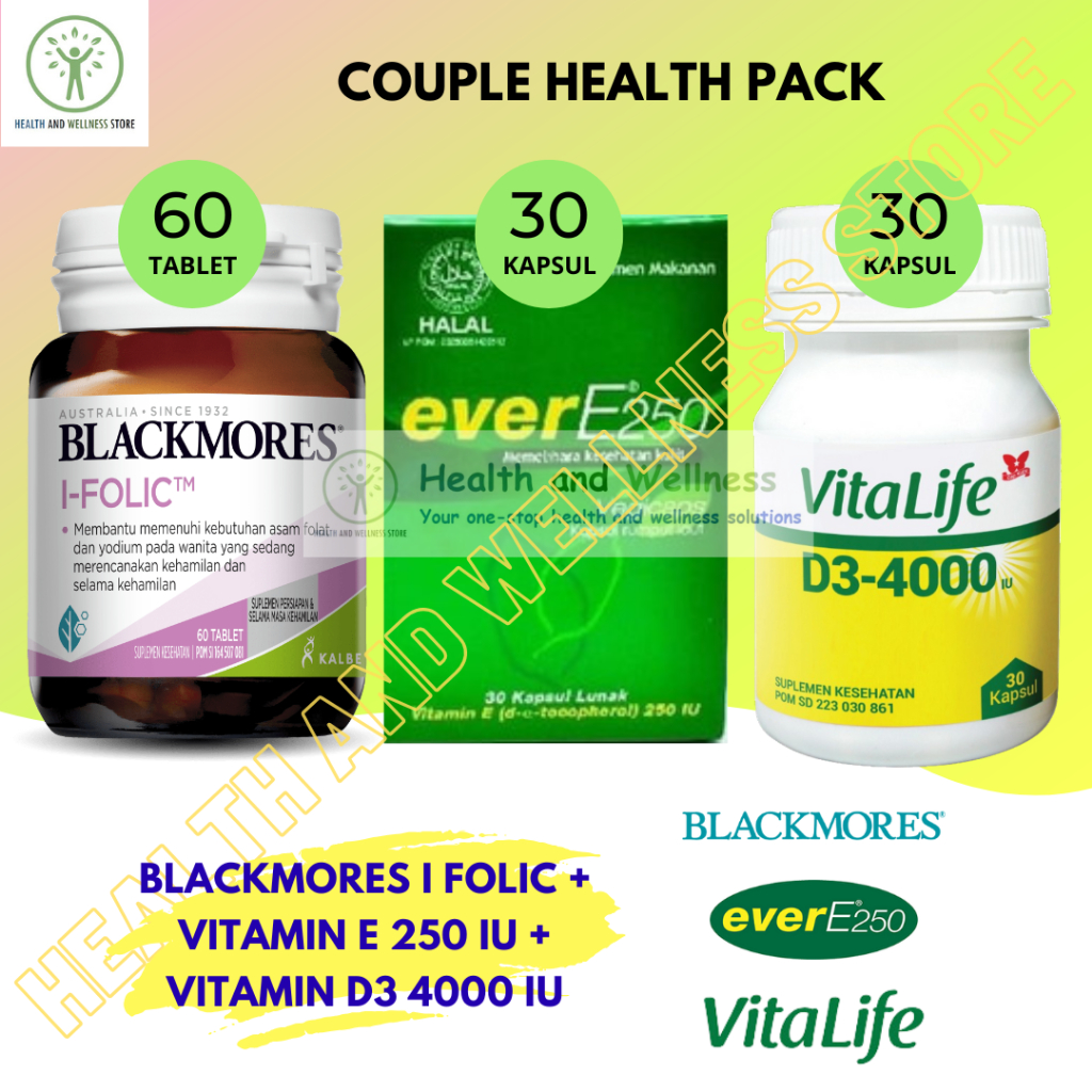 Jual Blackmores I Folic 60 Tablet Vitalife Vitamin D3 4000 IU Ever E 250 IU 30 Kapsul Paket ...