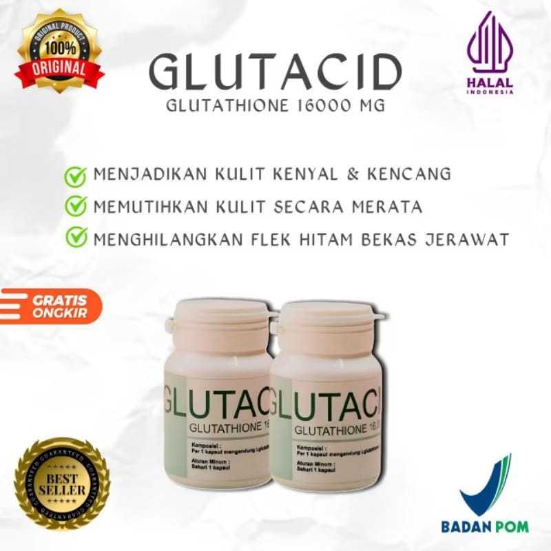 Jual Glutacid Whitening Booster Glutathione 16.000MG Pemutih Badan ...
