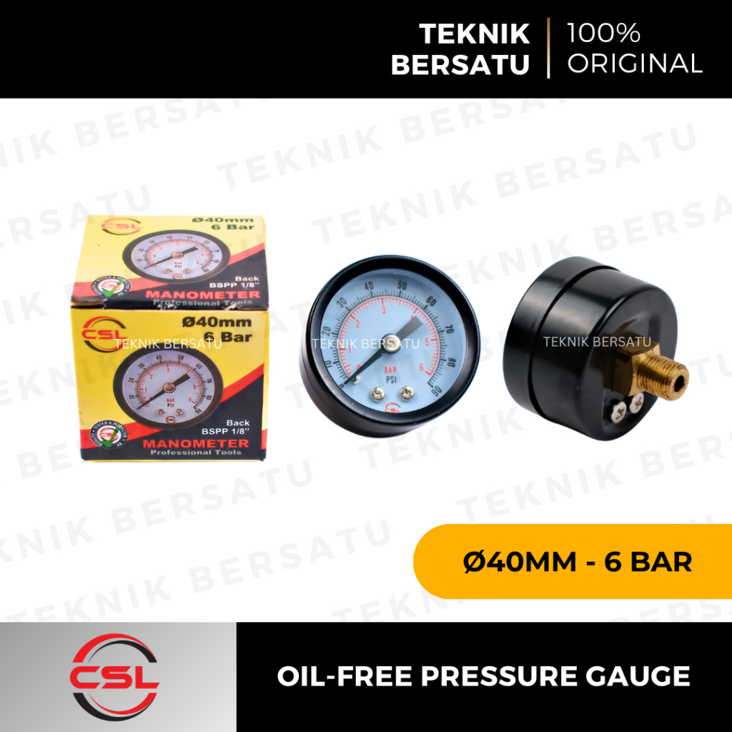 Jual CSL Pressure Gauge / Manometer 6 Bar – Drat Belakang | Alat Ukur ...
