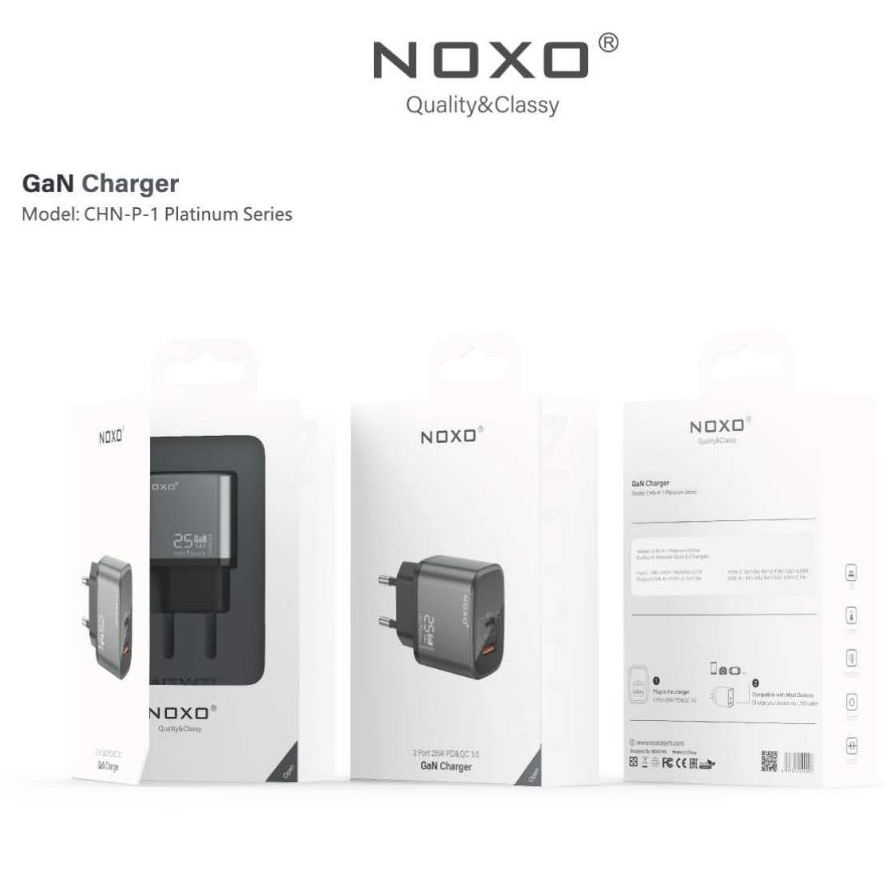 Jual NOXO Charger Quick Charger QC3.0 Type-C+USB 25W PD Fast Charge ...
