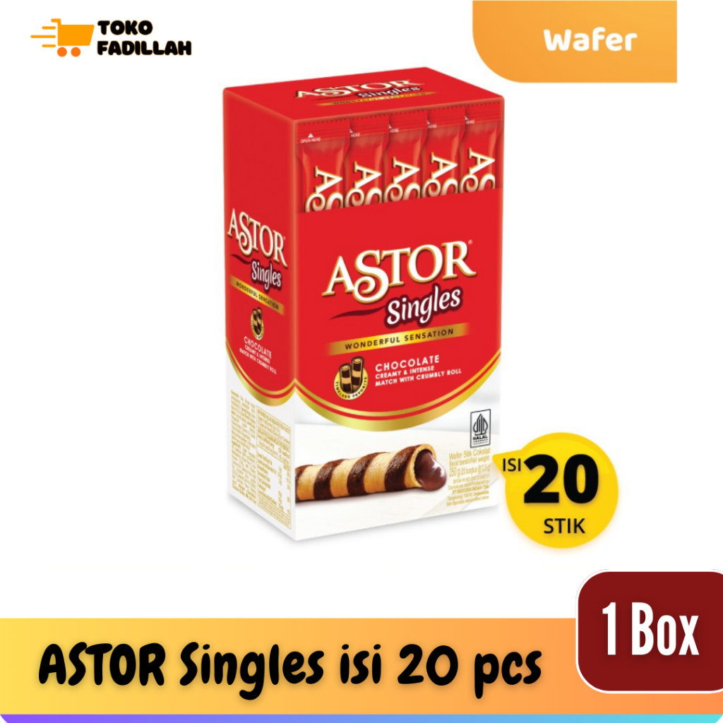 Jual ASTOR Singles Wafer Cokelat Stick Box isi 20 pcs | Shopee Indonesia