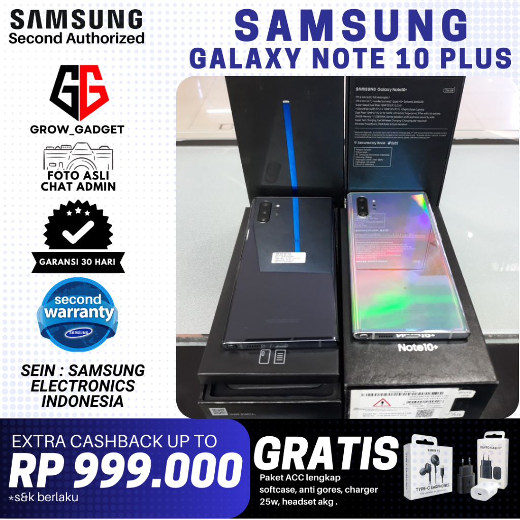 Jual Samsung Galaxy Note 10 Plus 12/512GB 12/256GB Second Resmi Sein Indonesia | Shopee Indonesia